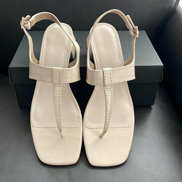 Shoes | Nib Ann Taylor Pearl Shadow Tstrap Croc Mid Block Heel Sandals ...